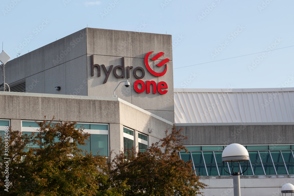 Markham, Ontario, Canada - June 29, 2018: Sign of Hydro One on the ...