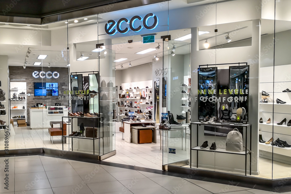 Toronto, Canada - March 4, 2019: ECCO storefront in the Eaton Centre ...
