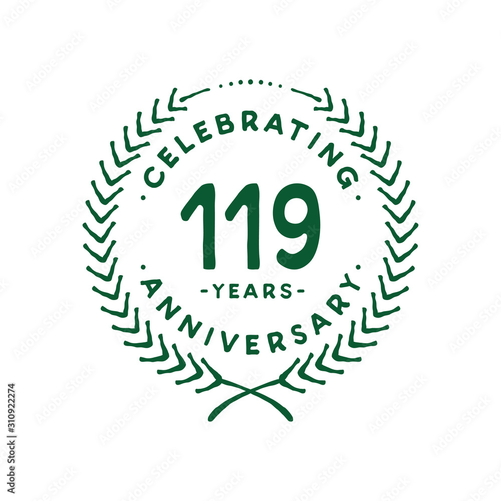 119 years design template. 119th logo. Vector and illustration. Stock ...