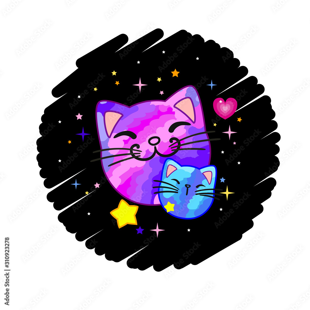 Cartoon cats in space. Children's illustration. Vector Stock Vector ...