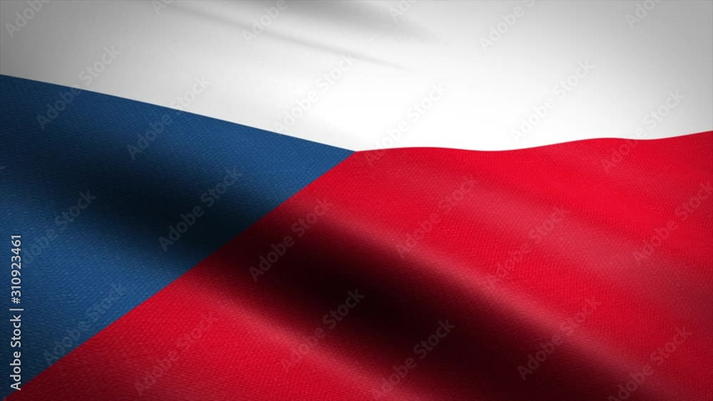 Czech Republic Flag Closeup Loop - waving flag with highly detailed ...