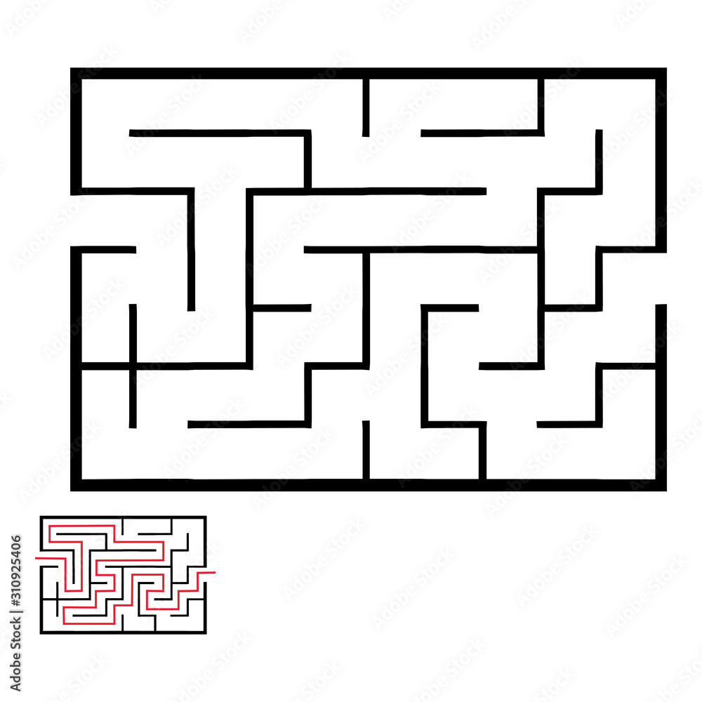 Illustration with simple labyrinth, maze conundrum for kids. Baby ...