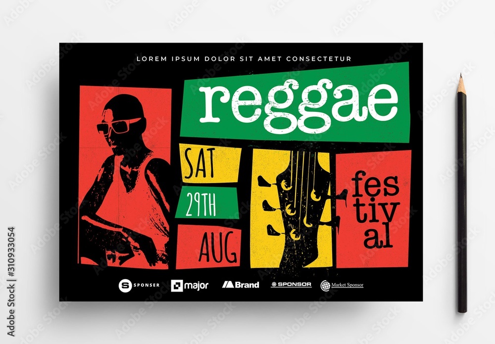 Reggae Music Event Poster Layout Stock Template | Adobe Stock
