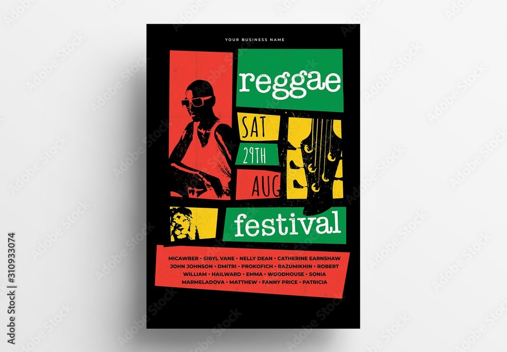 Reggae Music Event Poster Layout Stock Template | Adobe Stock