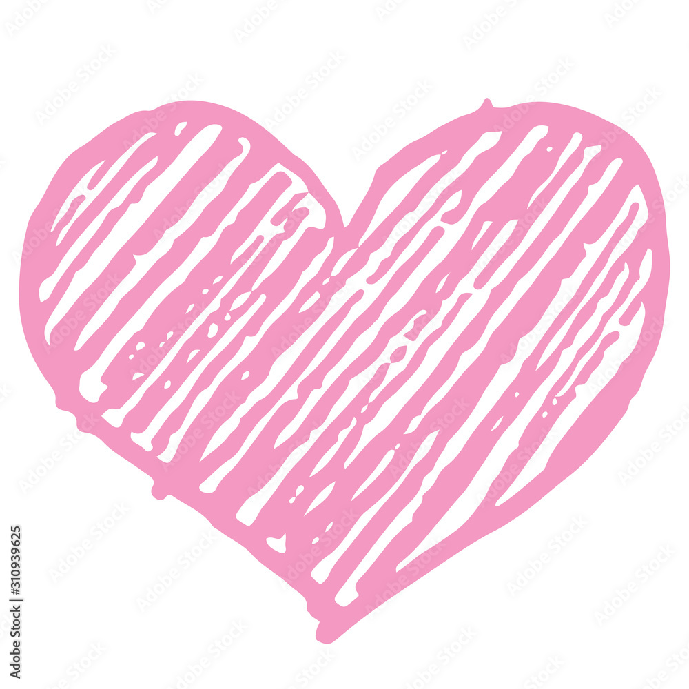 Vector illustration of sketched pink heart Stock Vector | Adobe Stock