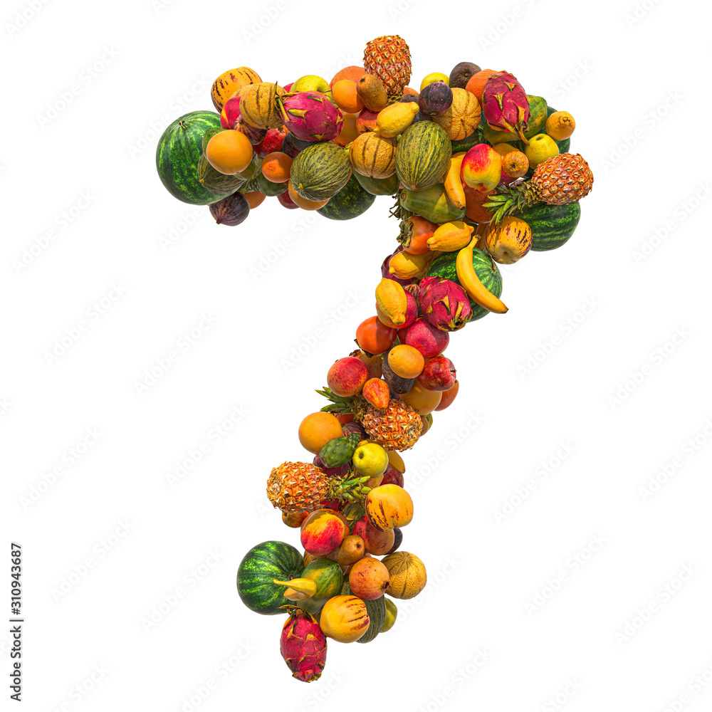 Number 7 from fruits, 3D rendering Stock Illustration | Adobe Stock