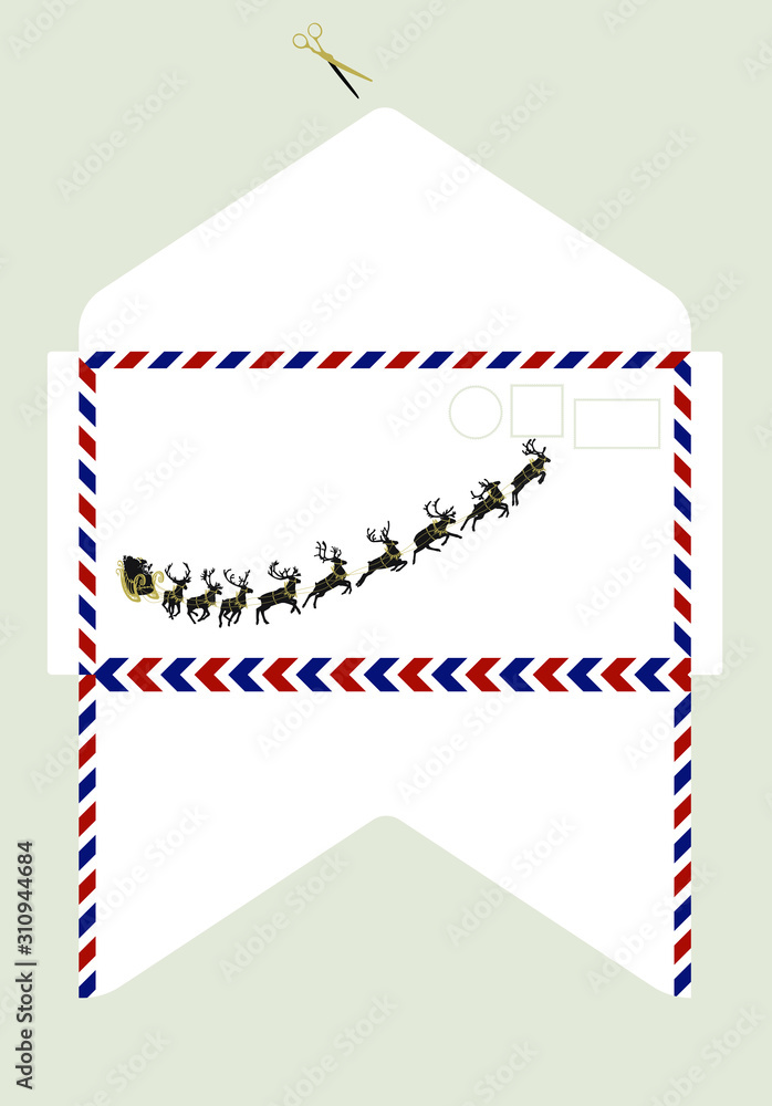 Layout of envelope for Christmas and New Year greetings. Holiday ...