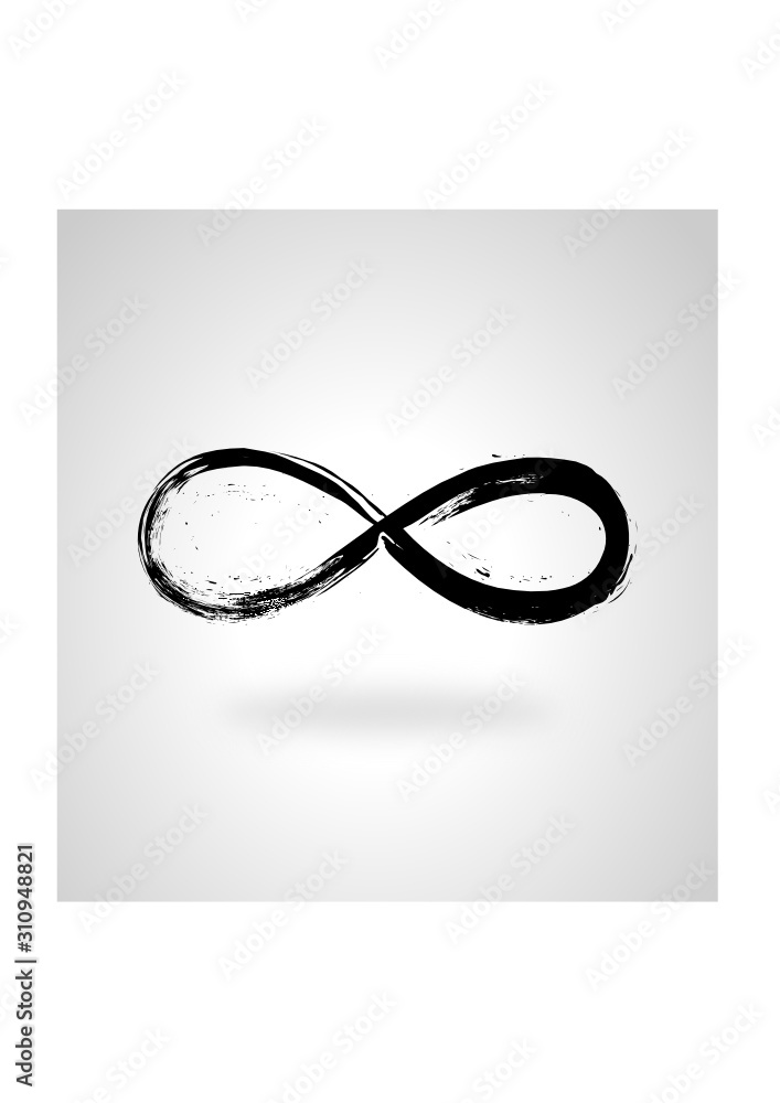 Vector black grunge ink Infinity forever love symbol sign brushstroke ...