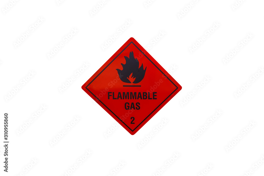 Flammable dangerous gas warning sign explosive 3 with isolated on white ...