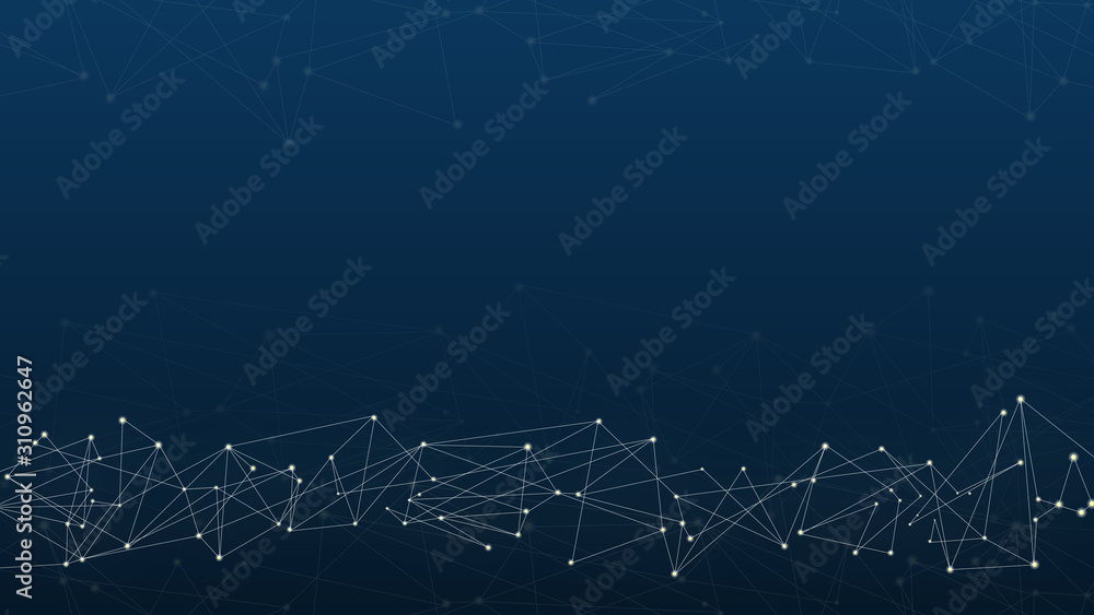 Dark blue dots line abstract background about big data, artificial ...