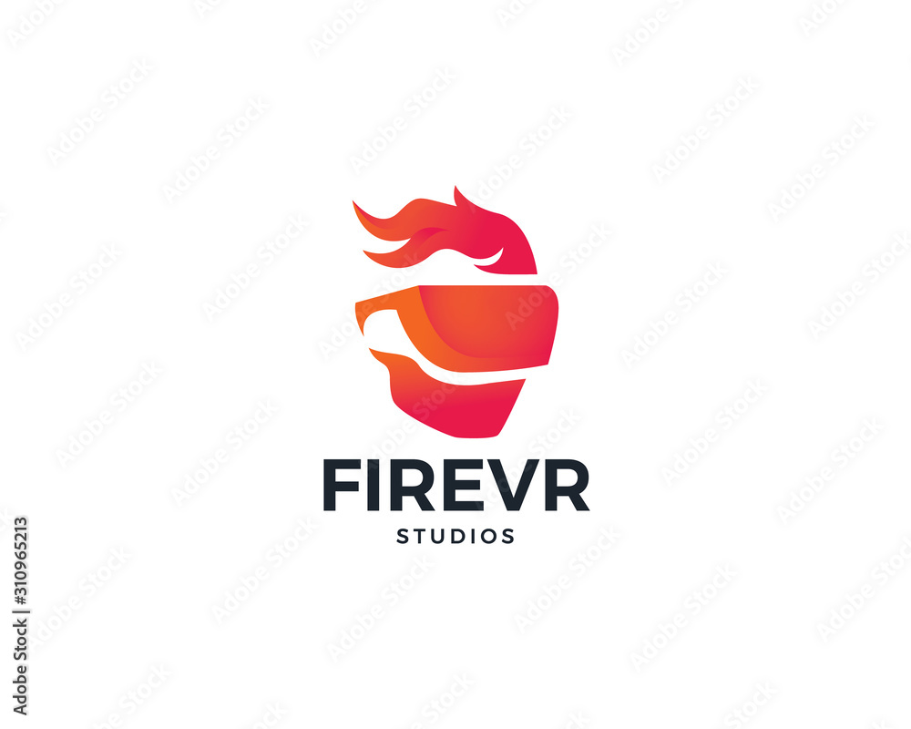 Fire virtual reality logo Stock Vector | Adobe Stock