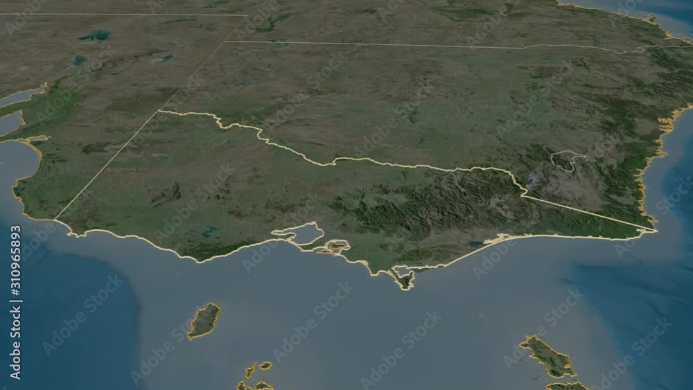 Stockvideon Victoria, state with its capital, zoomed and extruded on ...