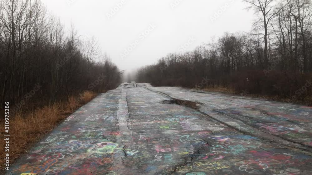 Centralia Pennsylvania Graffiti Highway on abandoned Rt61 Stock Video ...