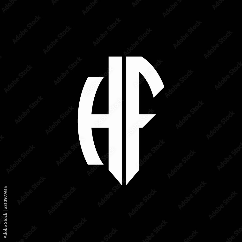 HF logo monogram designs template isolated on black background Stock ...