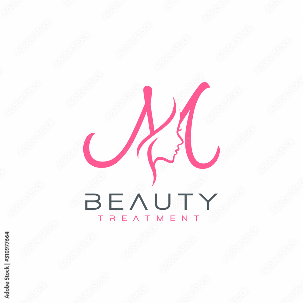 Letter M beauty Face Logo Design Vector Icon Stock Vector | Adobe Stock