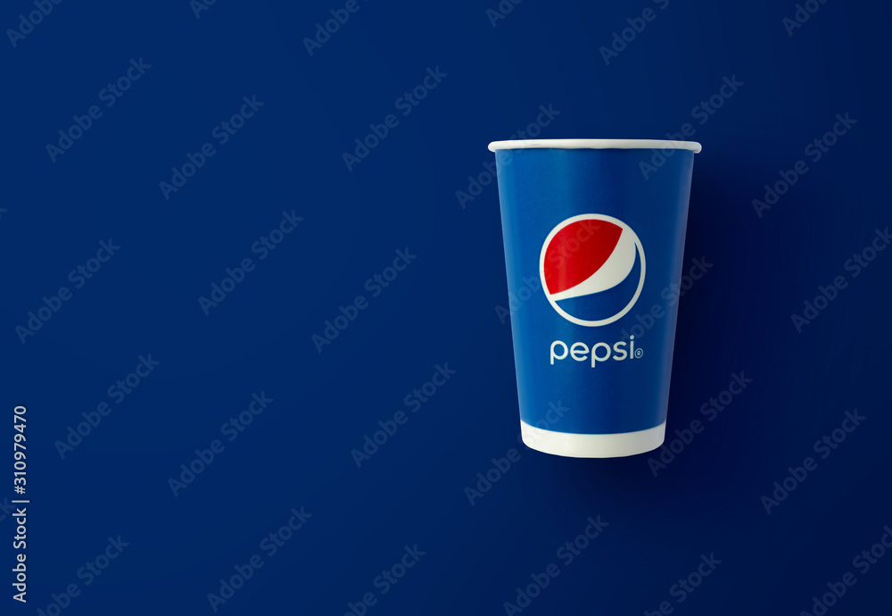 BANGKOK, THAILAND - December 18, 2019: Pepsi paper cup with new Pepsi ...