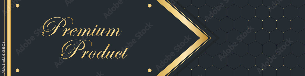 Exclusive banner template. A stylish design with golden pins. Golden ...
