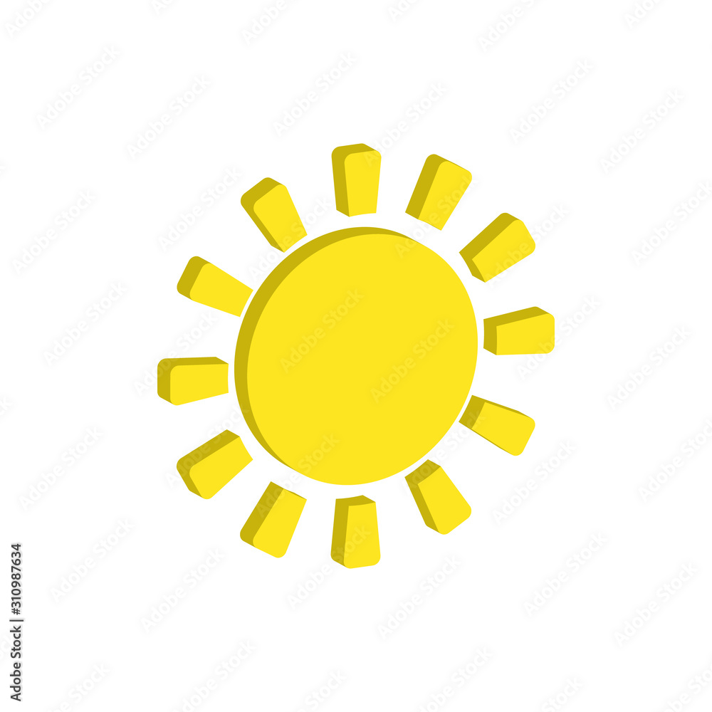Weather forecast isometric icon of sun isolated on white background ...