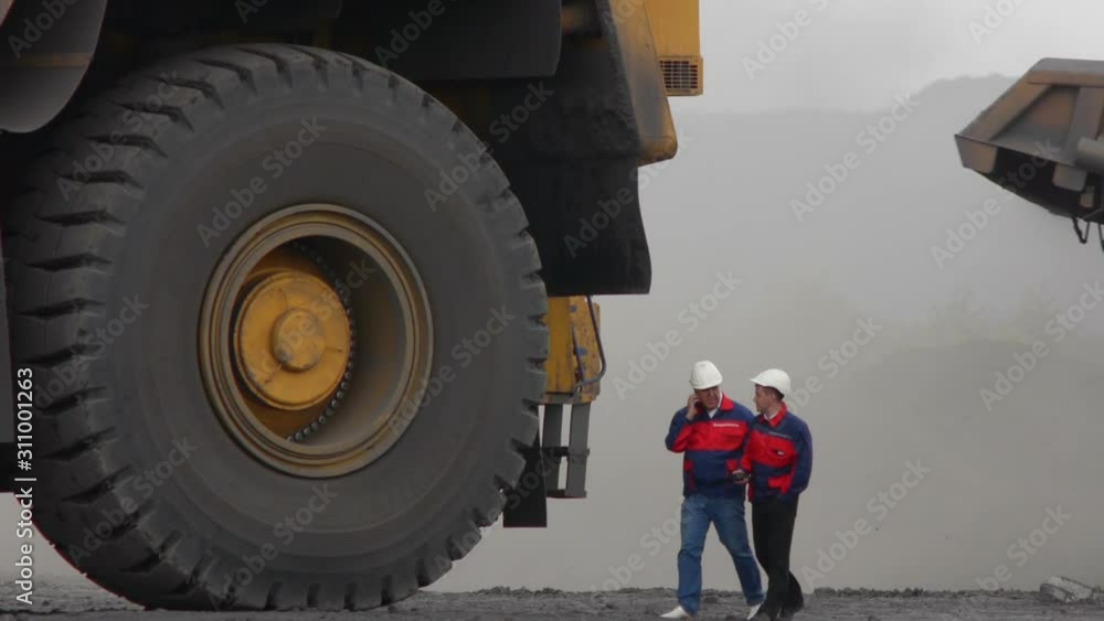 Mining dump trucks in the open pit mine, heavy truck in coal mine Stock ...