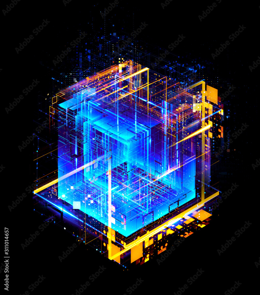 Abstract dark background. Bright box. Shine square. .Light geometry ...