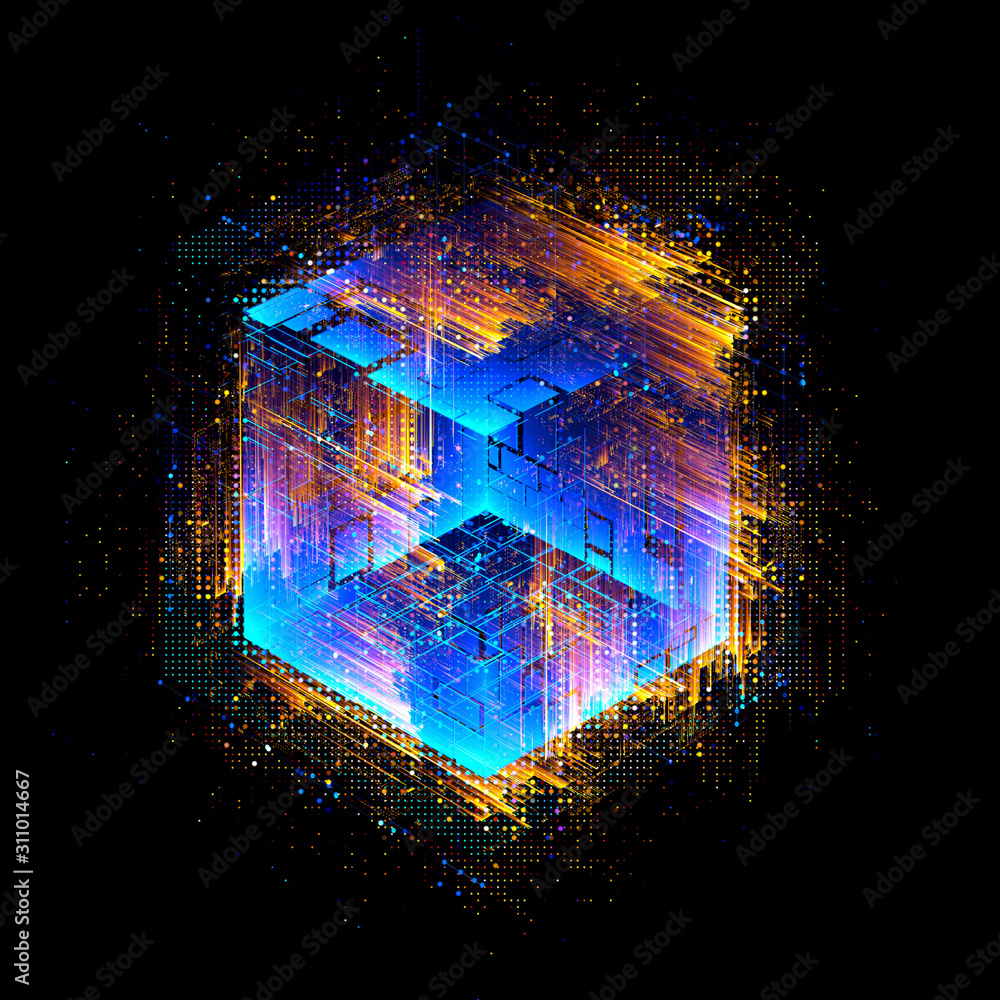 Abstract dark background. Bright box. Shine square. .Light geometry ...