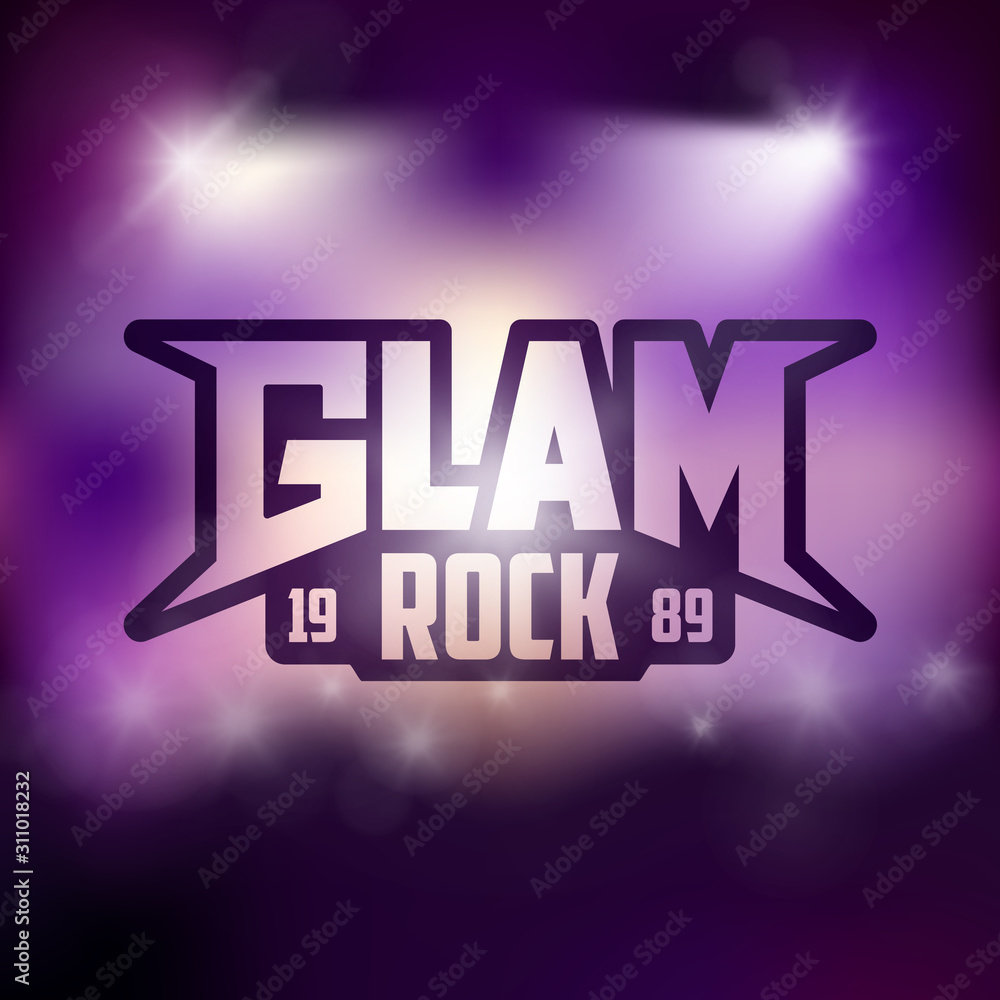 Glam rock logo, badge, emblem on stage background Stock Vector | Adobe ...
