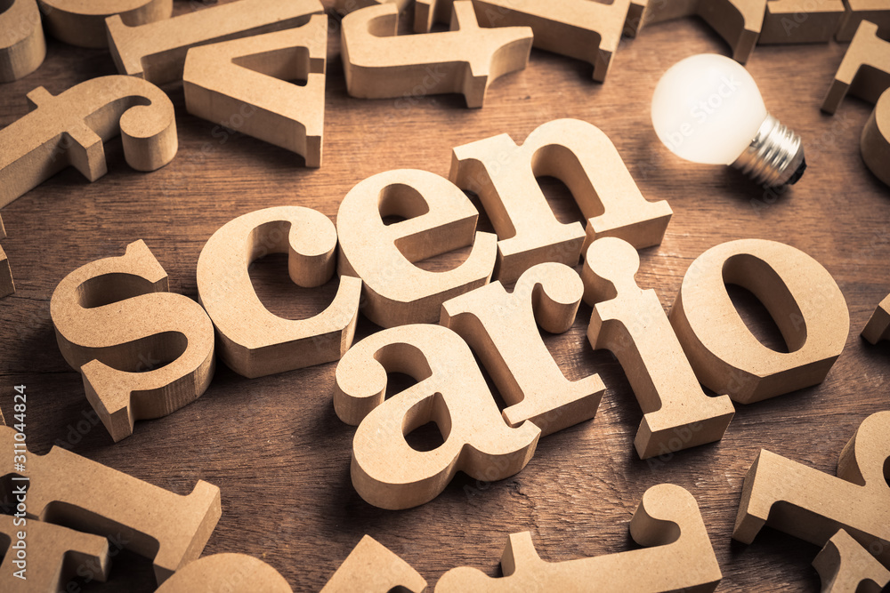 Scenario Wood Word Stock Photo | Adobe Stock