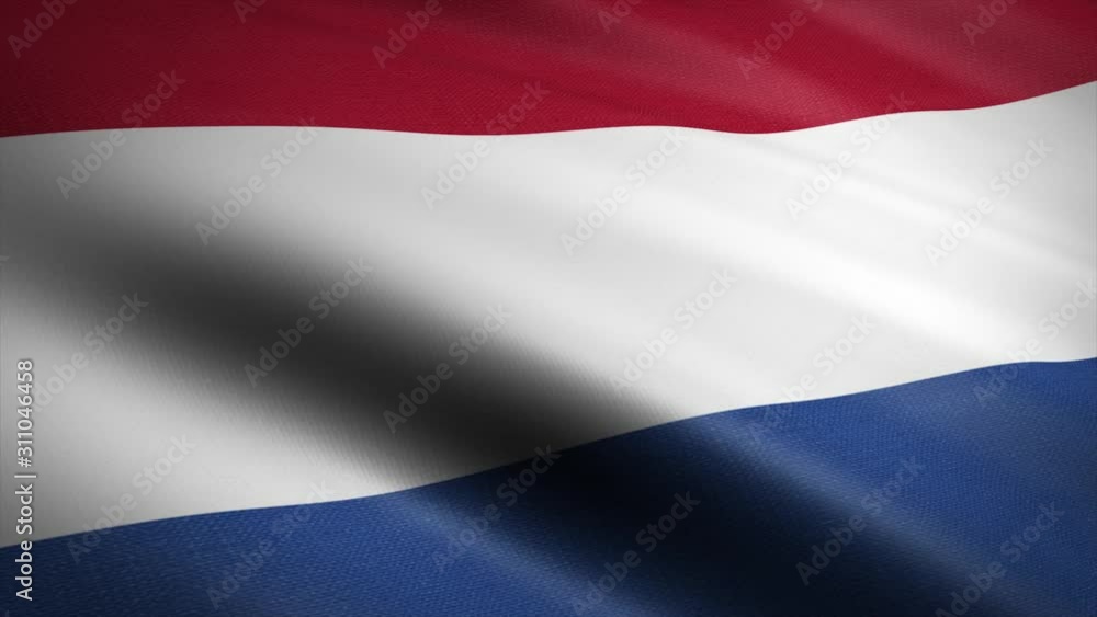Flag of the Netherlands waving flag with highly detailed fabric texture ...