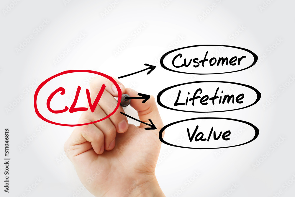 CLV - Customer Lifetime Value acronym, business concept background ...