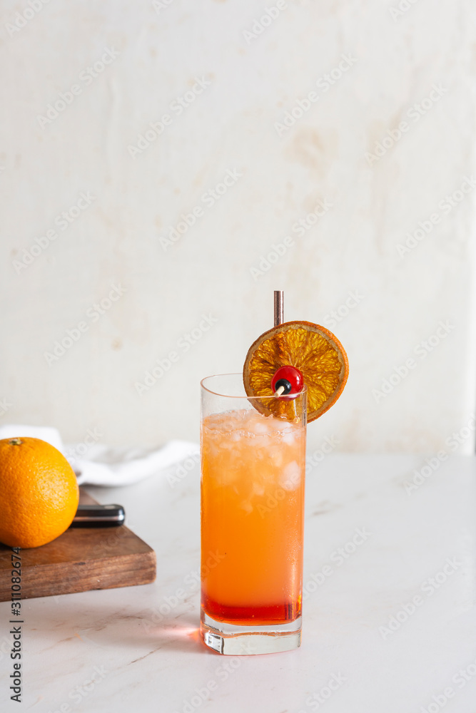 Tequila Sunrise, a cocktail with real orange juice., tequila, grenadine ...