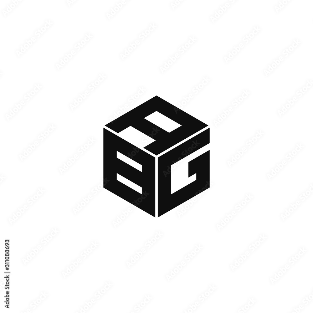 ABG triple cubic alphabet letter vector geometric font icon & Logo for ...