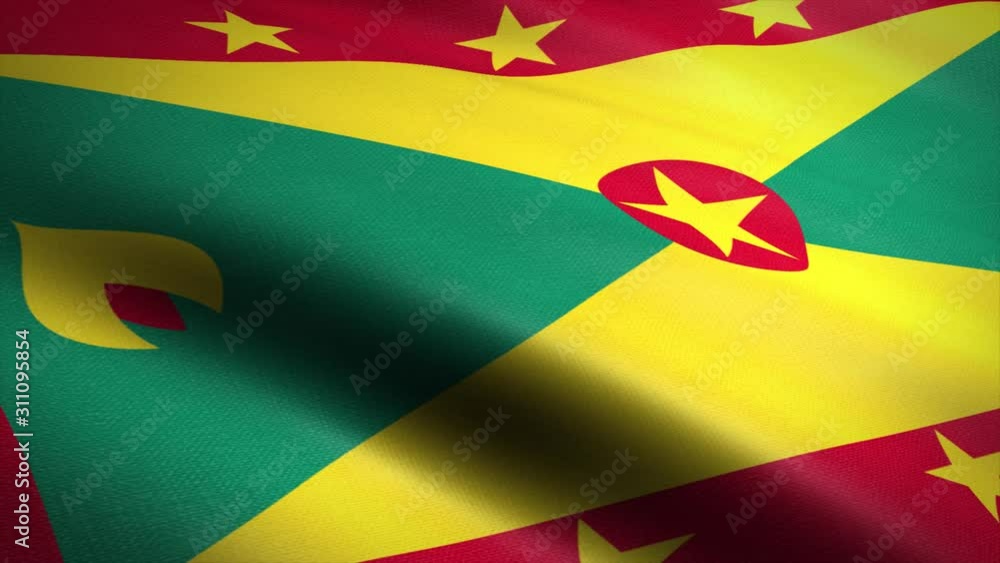 Flag of Grenada. Waving flag with highly detailed fabric texture ...