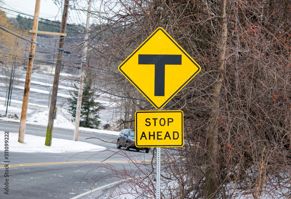 T Intersection Road Sign