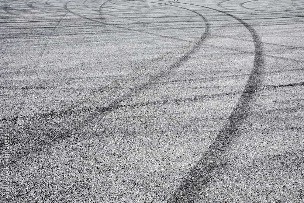 Skid marks tire marks on motor race track asphalt international circuit ...