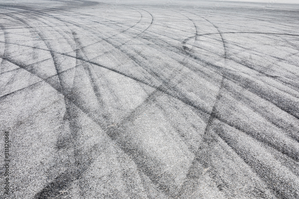 Skid marks tire marks on motor race track asphalt international circuit ...