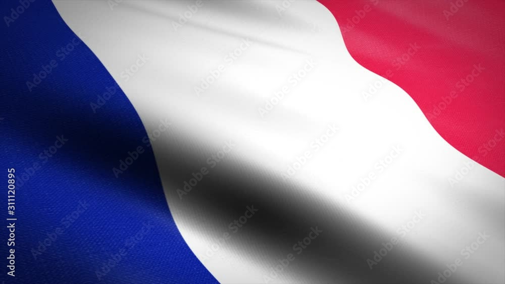 Flag of France Loop - waving flag with highly detailed fabric texture seamless loop video ...