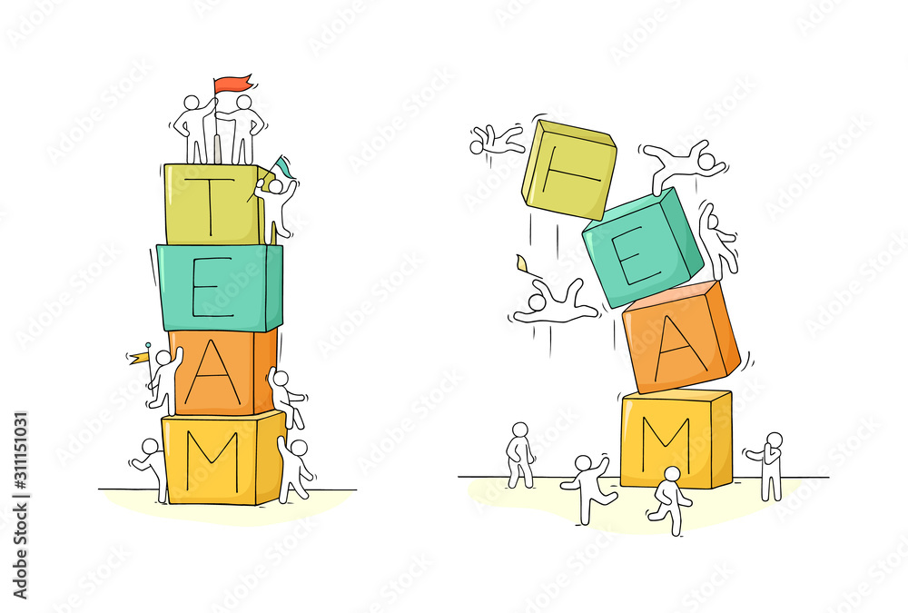 Cartoon little people with word Team Stock Vector | Adobe Stock