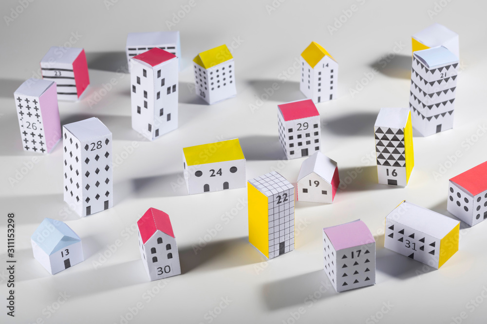 Paper city made of paper. The layout of the living array. Construction ...