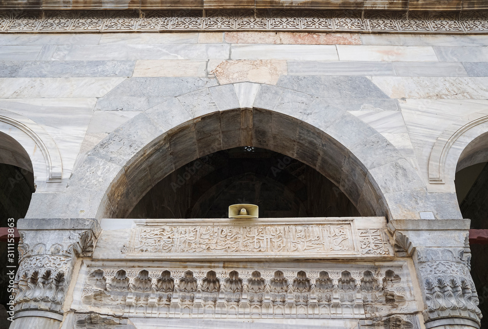Detail of the beautıful exterior decoration of the Green Mosque (Yesil ...