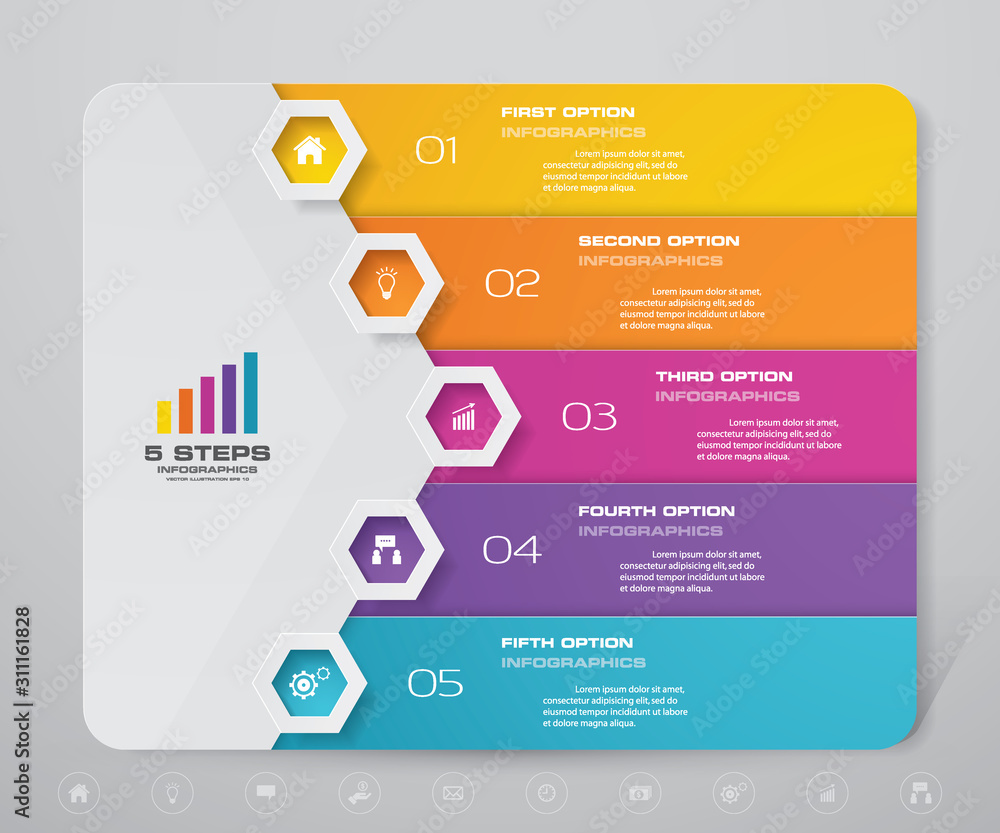 5 steps simple&editable process chart infographics element. EPS 10 ...