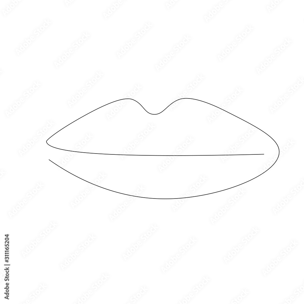 Lips continuous line drawing. Vector illustration Stock Vector | Adobe ...