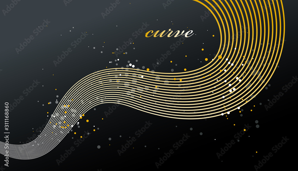 Elegant golden lines vector dimensional abstract background, 3D dynamic ...
