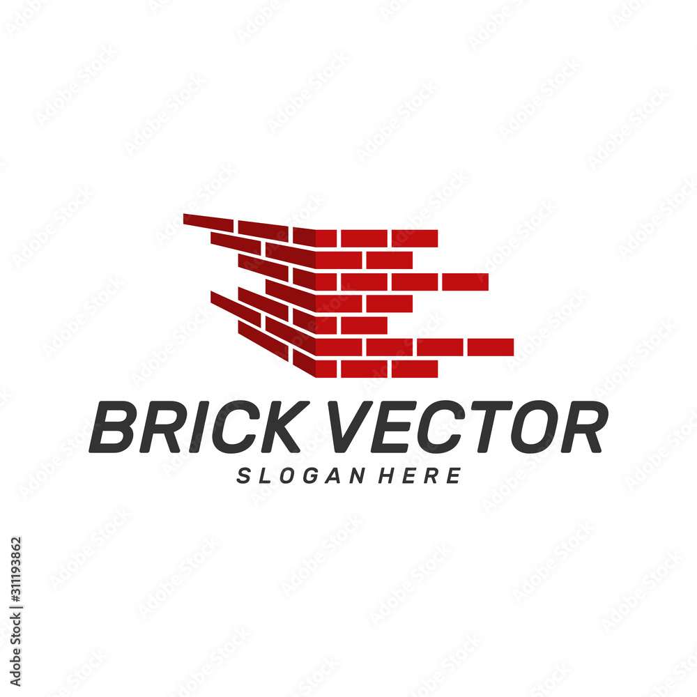 Brick Building logo design vector, Brickwork simple modern logo ...