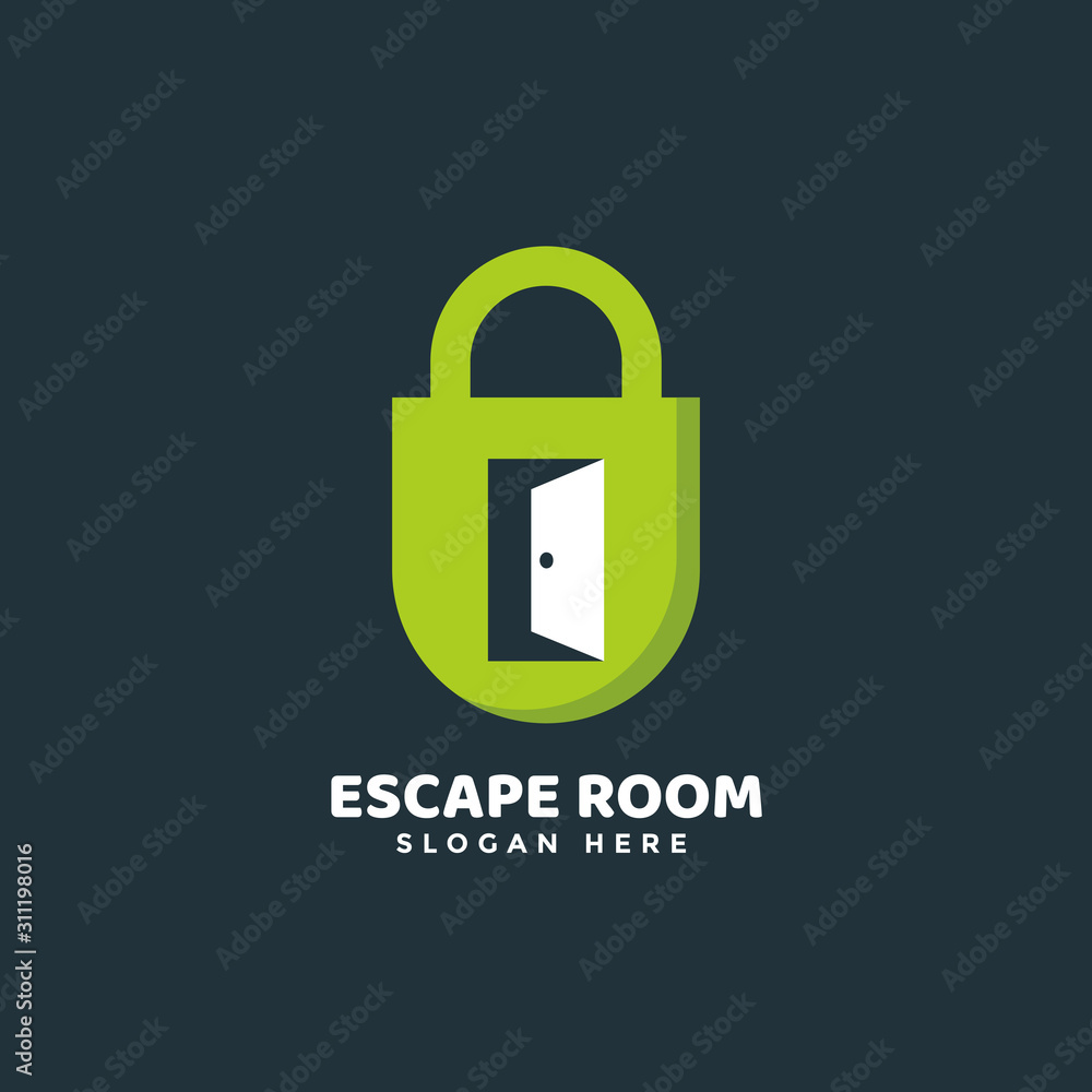 Escape Room Game Logo Icon Vector, Combination of Padlocks and Door ...