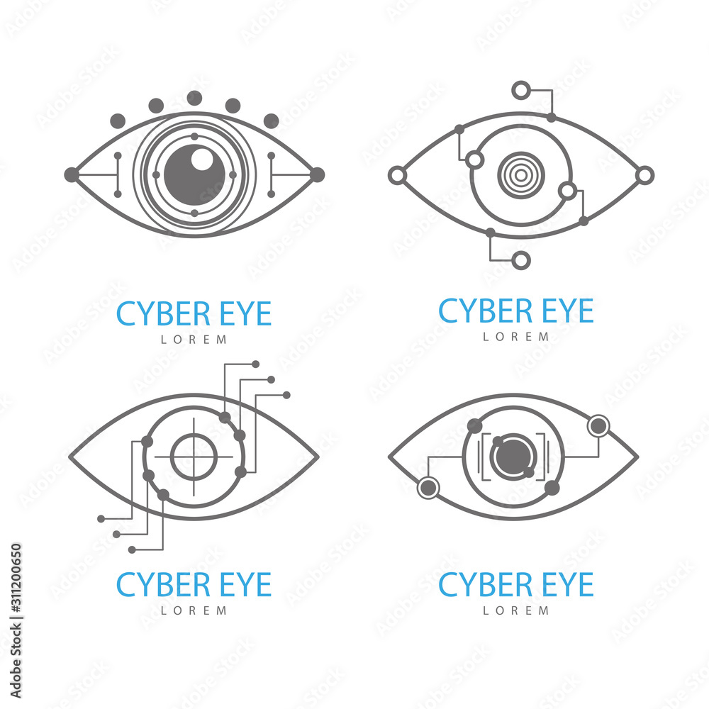 Eye Scanner Logo Set .Cyber eye on a white background .Electronic ...