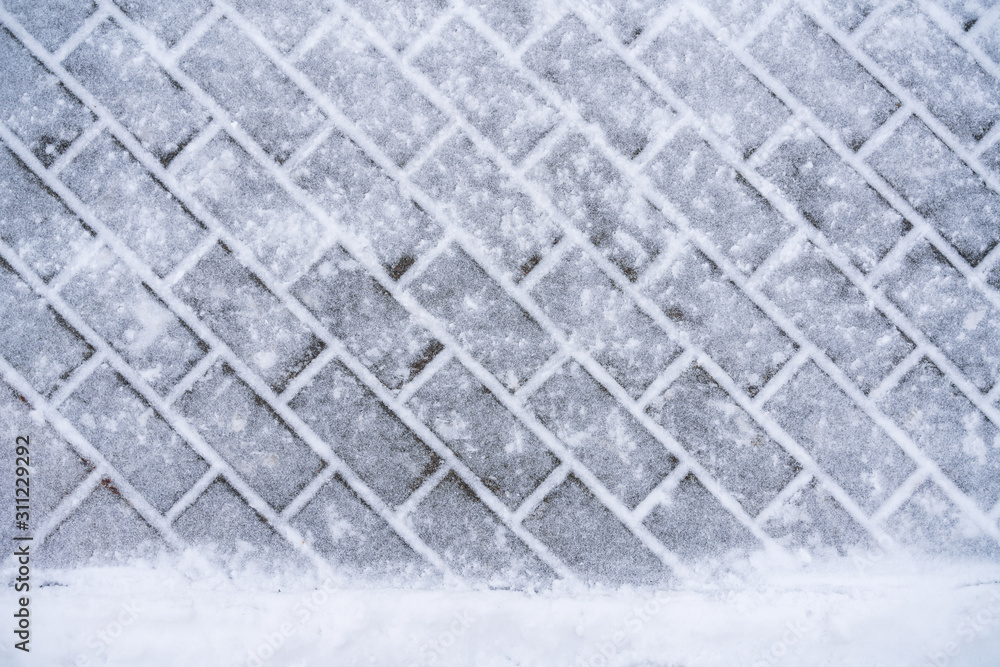 Texture of snowy paving slabs Stock Photo | Adobe Stock