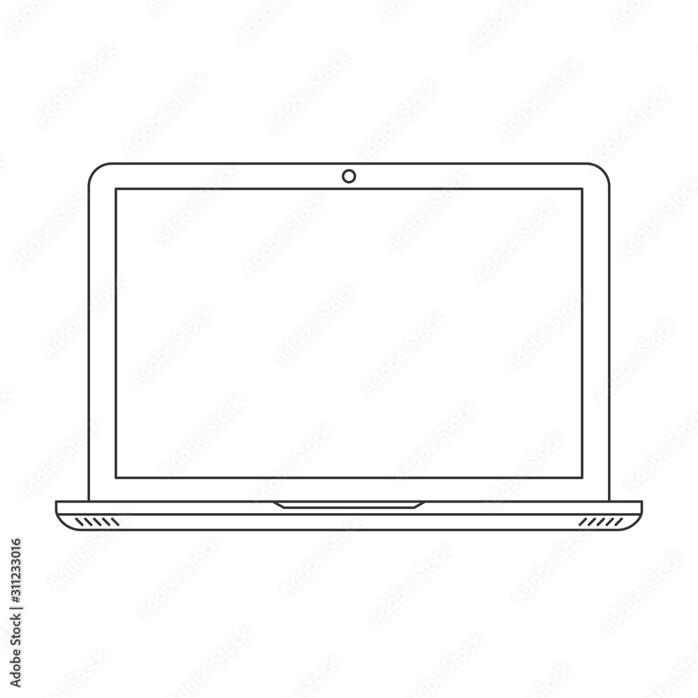 Outline laptop isolated. Black linear laptop icon. Stock Vector | Adobe ...