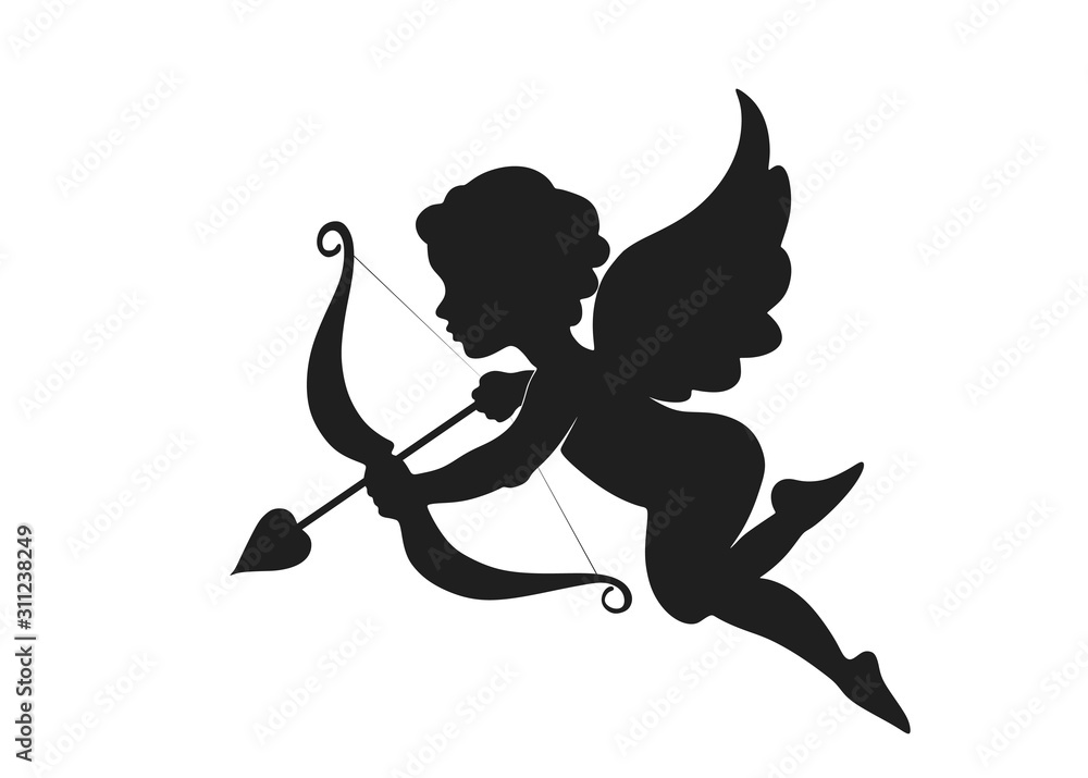 Cupid icon, love, wedding and valentines symbol. Cupid with bow and ...