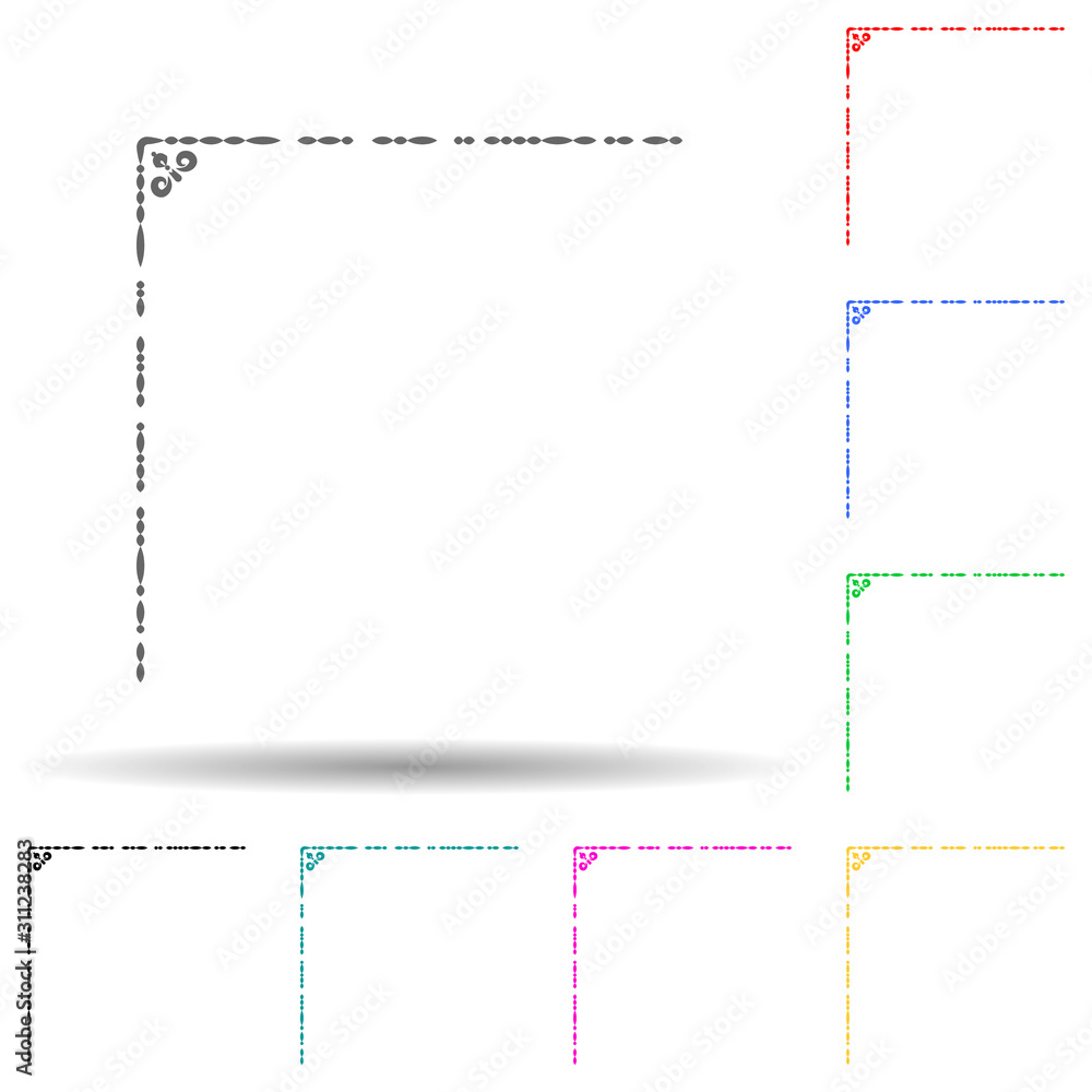 Vintage Corner elements multi color style icon. Simple thin line ...