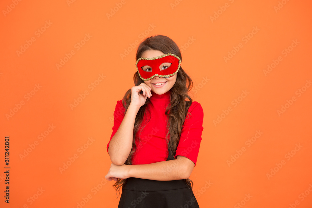 New year party. Carnival party. Masquerade concept. Kid wear eye mask ...